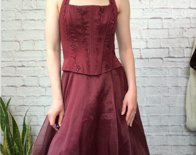 Vintage Michaelangelo Whimsigoth Maroon Prom Dress - Etsy