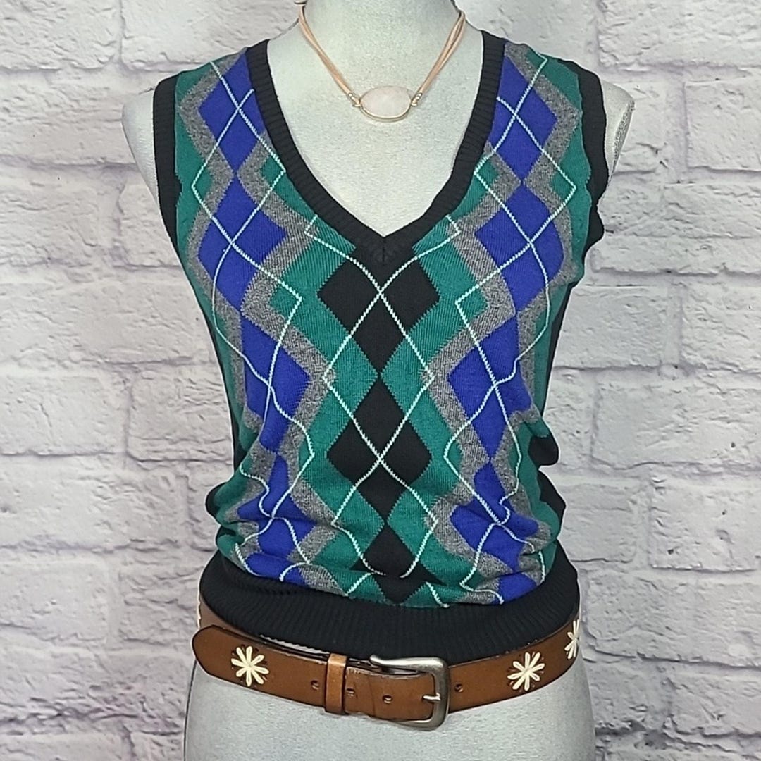 Vintage Y2K the Limited Argyle Vest - Etsy