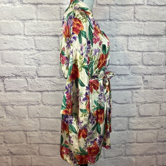 Vintage California Dynasty Belted Satin Floral Robe Gem