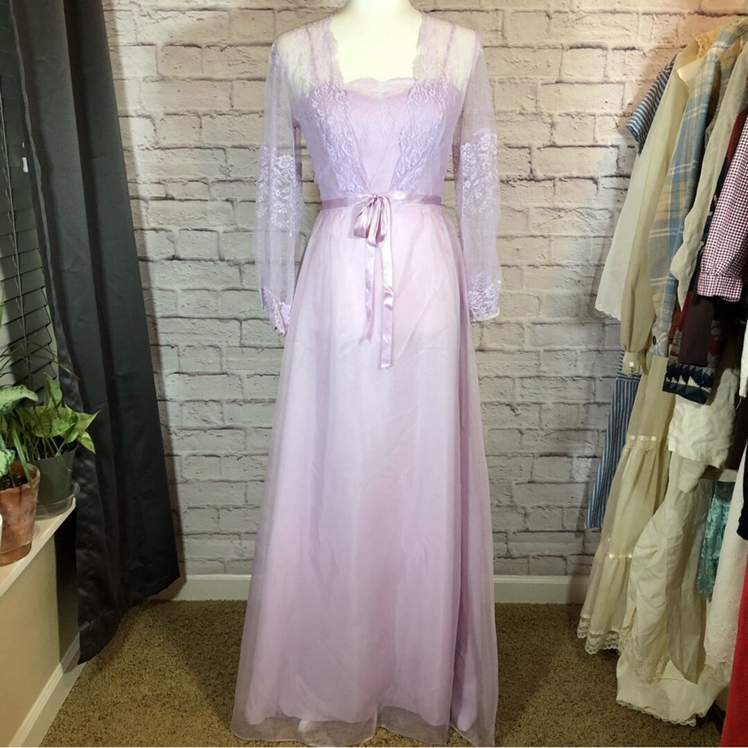 Vintage 70s-80s Union Tag Periwinkle Prom Gown - Etsy