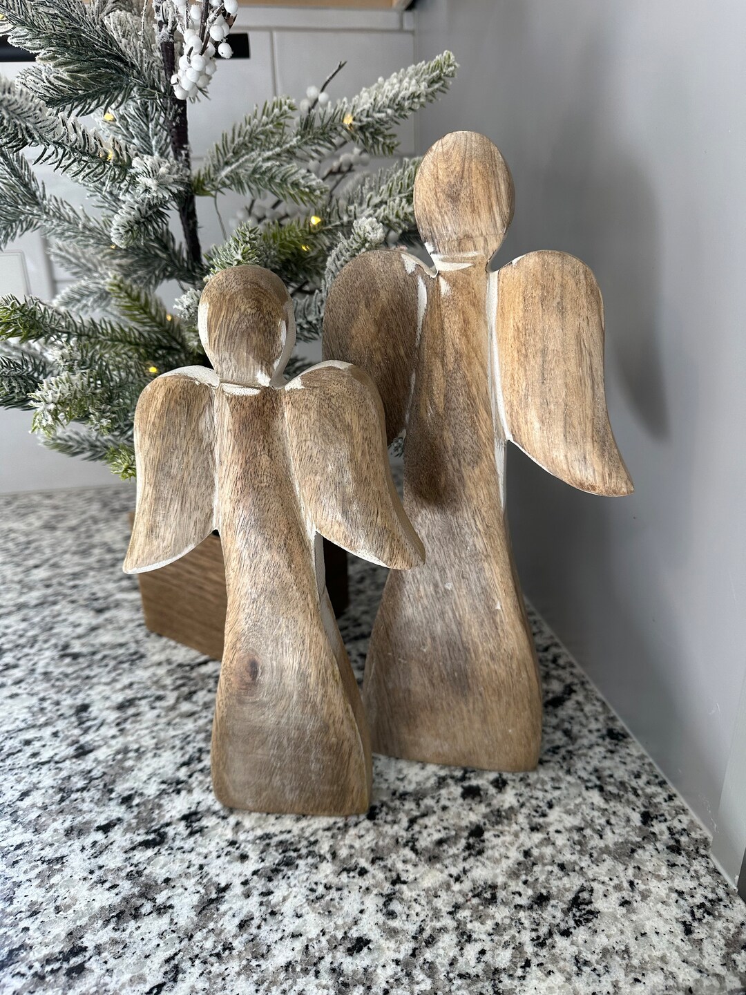 Wooden Angel Hand Carved Angel Christmas Angel Beachy Chic Décor Rustic ...