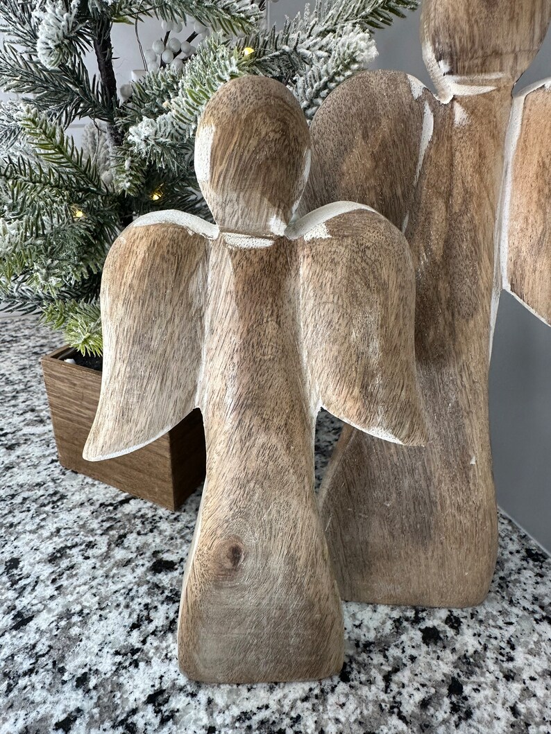 Wooden Angel Hand Carved Angel Christmas Angel Beachy Chic Décor Rustic ...