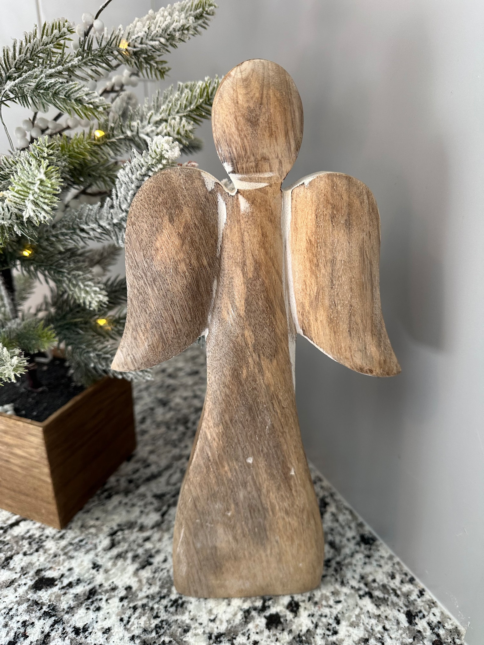 Wooden Angel Hand Carved Angel Christmas Angel Beachy Chic Décor Rustic ...