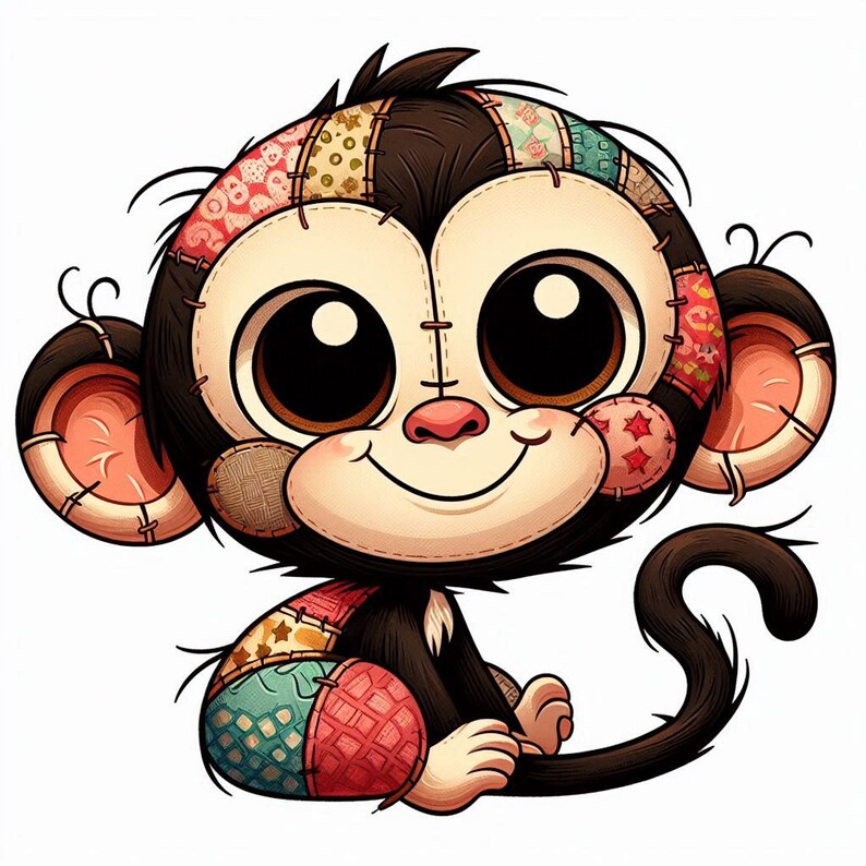 Patchwork Monkey Wall Art, Printable Wall Art, Printable Wall Art for ...