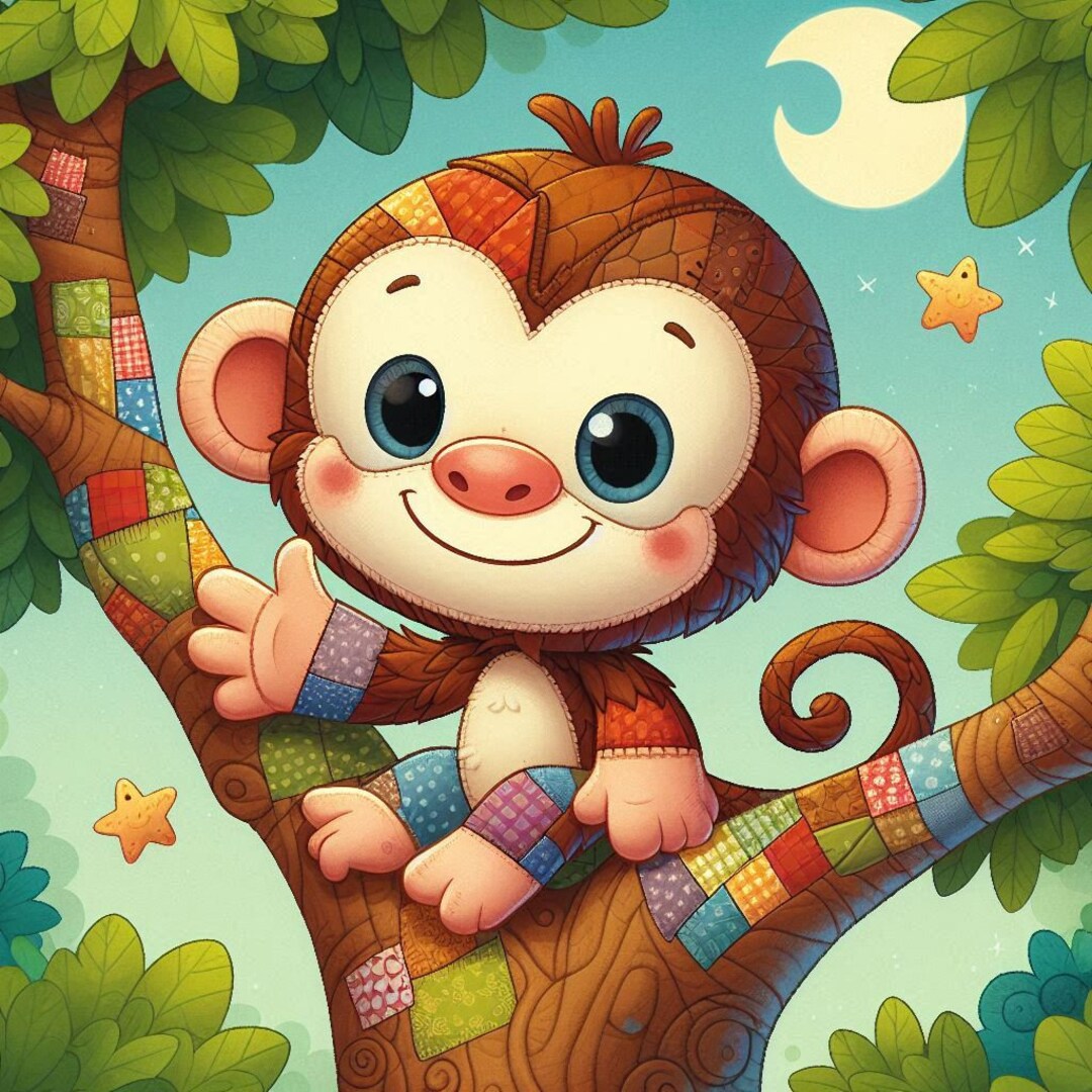 Patchwork Monkey Wall Art, Printable Wall Art, Printable Wall Art for ...