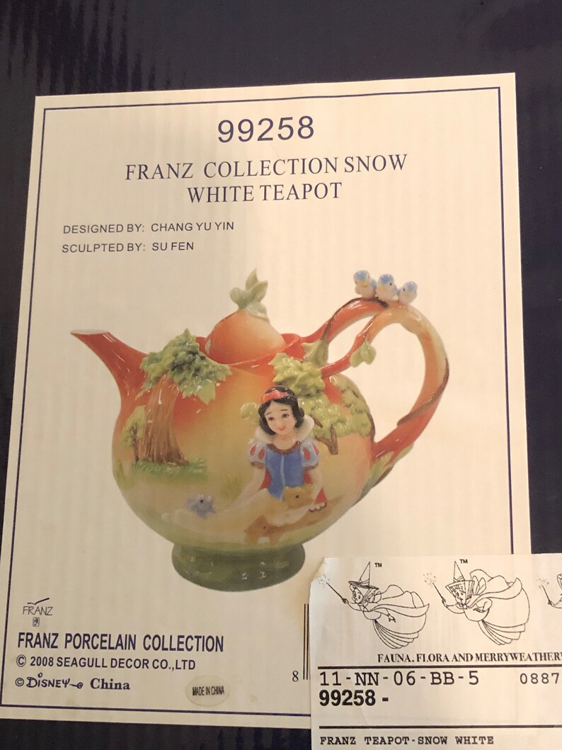 Franz Disney Snow White Porcelain Teapot 99258 Pristine NIB - Etsy