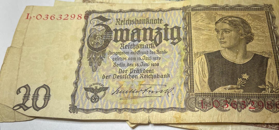 1939 Old German Paper Money 20 Deutsche Mark - Etsy