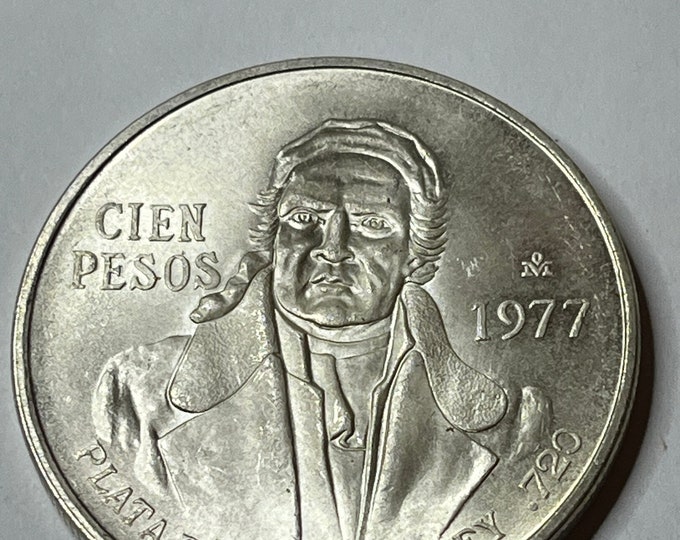 1977 Mexico Cien (100) Pesos Silver Coin, Jose Morelos Low Mintage - Etsy
