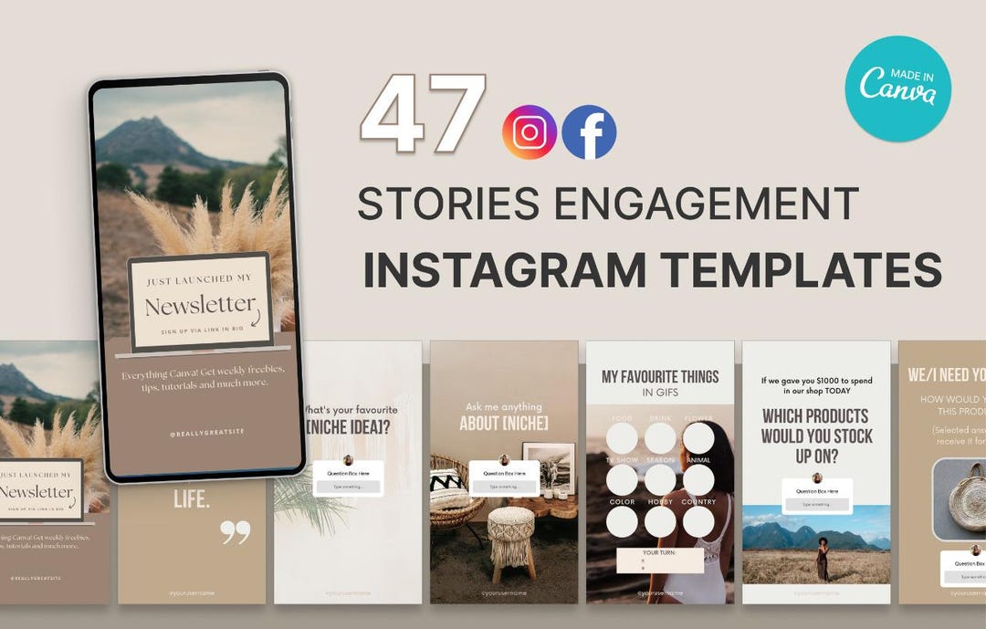 47 Instagram Story Canva Templates – PLR Pack for Engagement & Growth ...