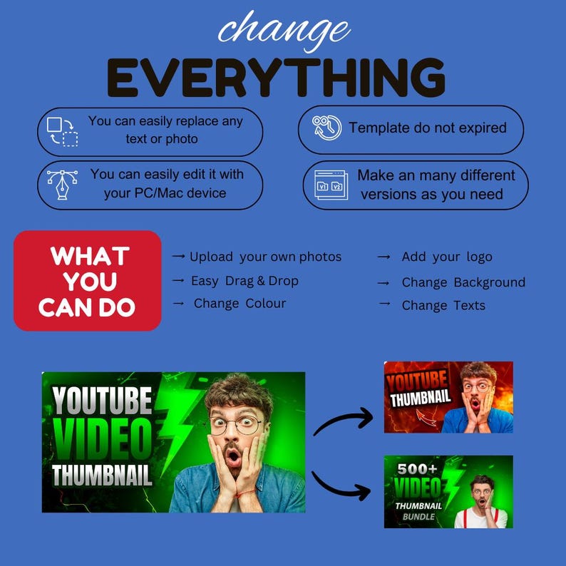 500+ Youtube Thumbnail Templates | Editable PSD Canva Thumbnails for ...
