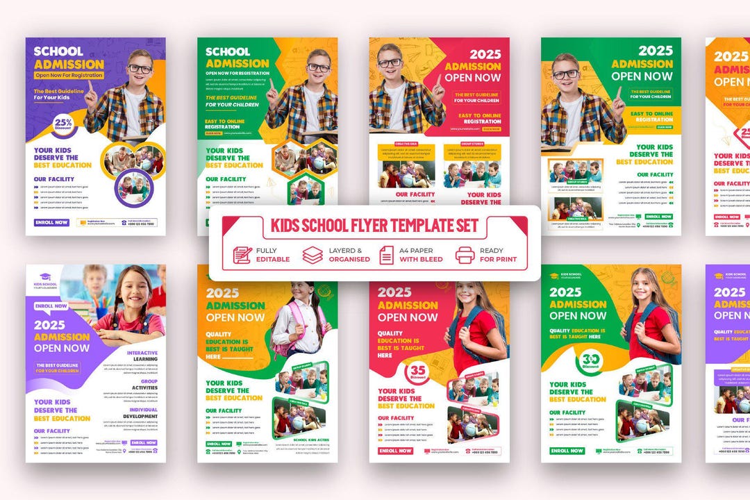 10 Kids School Admission Flyer Template | 10 Editable Design | Flyer ...