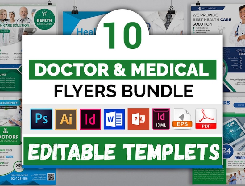 Medical & Doctor Flyer Template Bundle 10 Editable Designs for ...