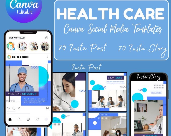 140 Health Care Canva Post and Stories Templates, Canva Templates ...