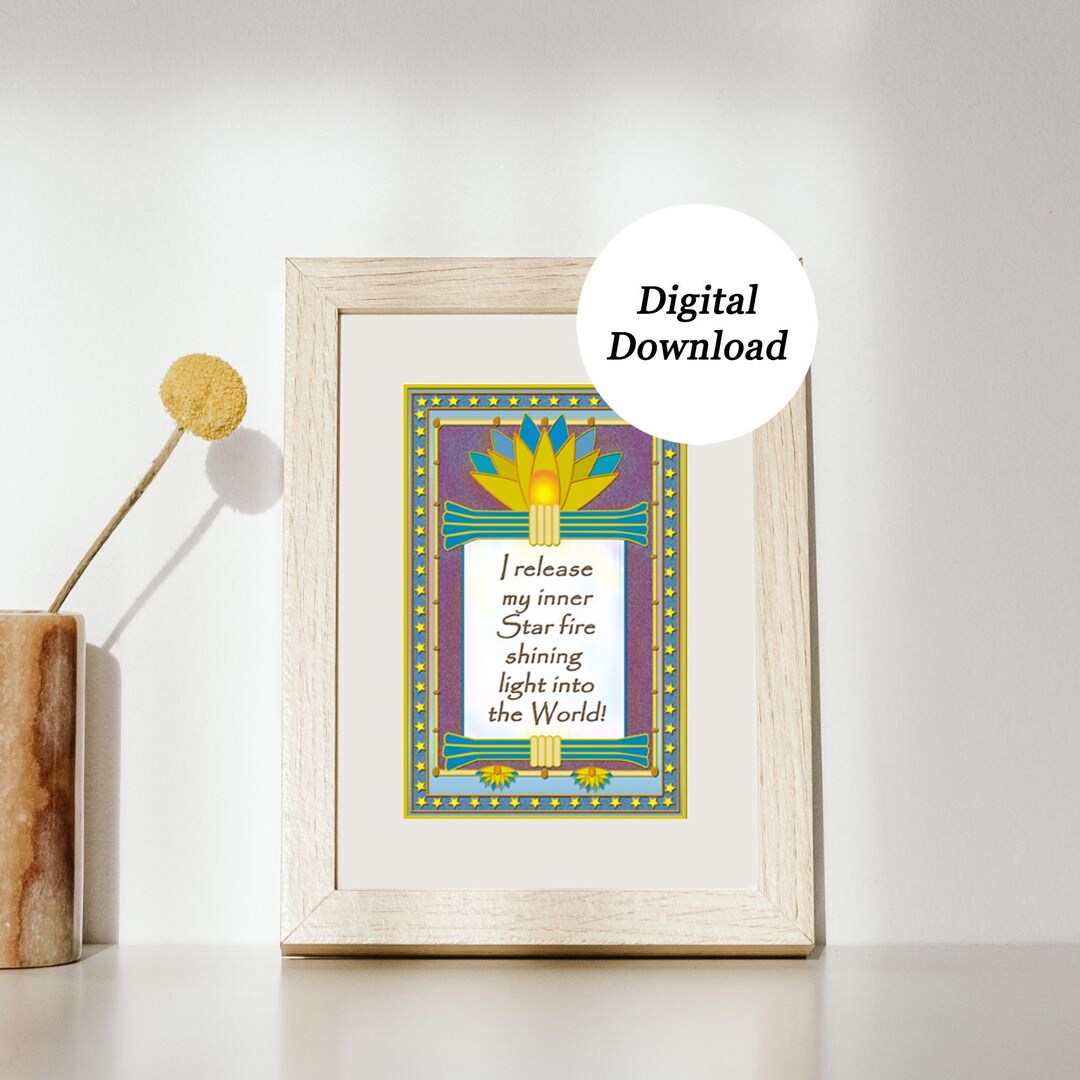 Star Fire, Positive Affirmation Instant Digital Downloadable Wall Art ...