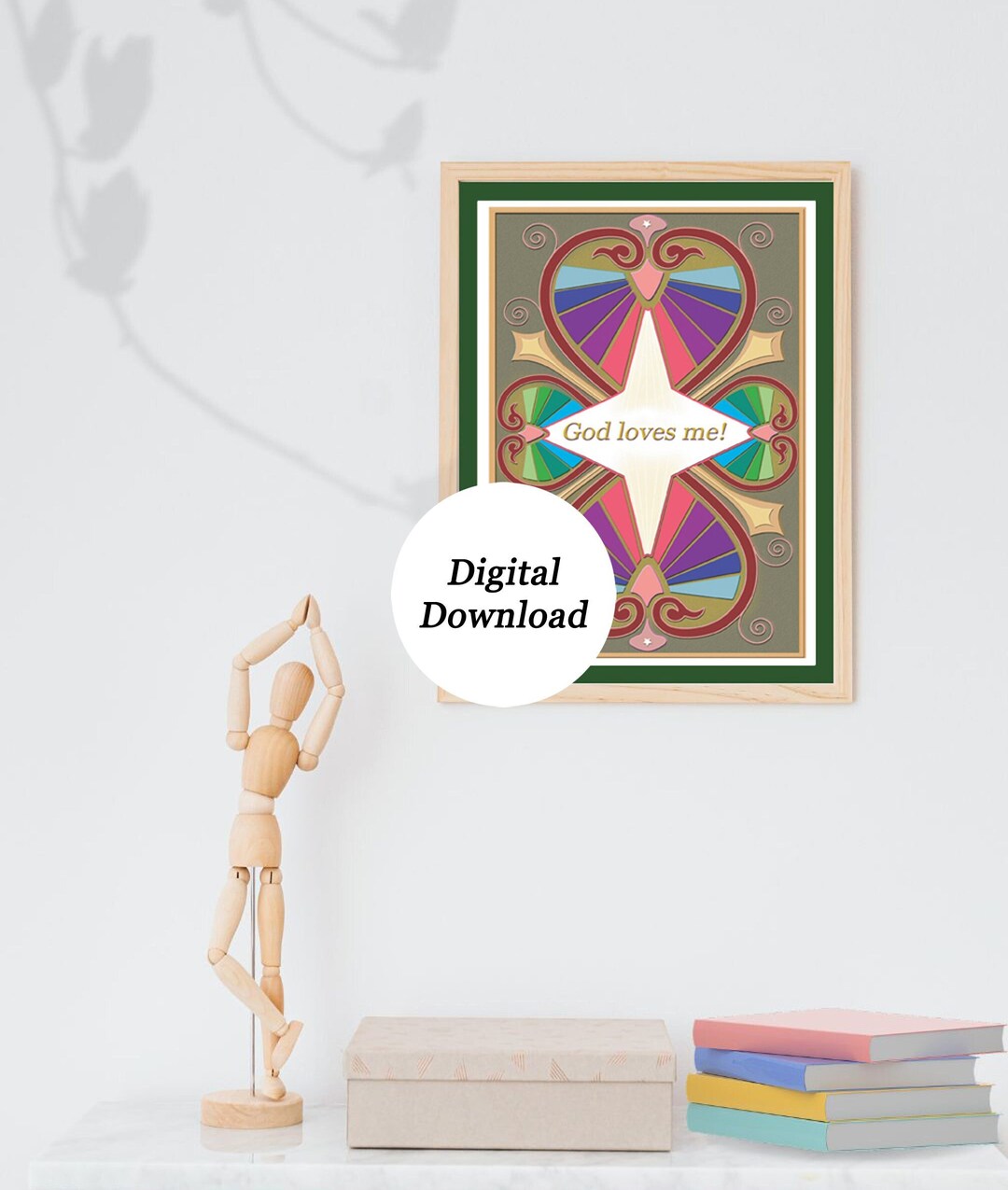 God Loves Me, Positive Affirmation Instant Digital Downloadable Wall ...
