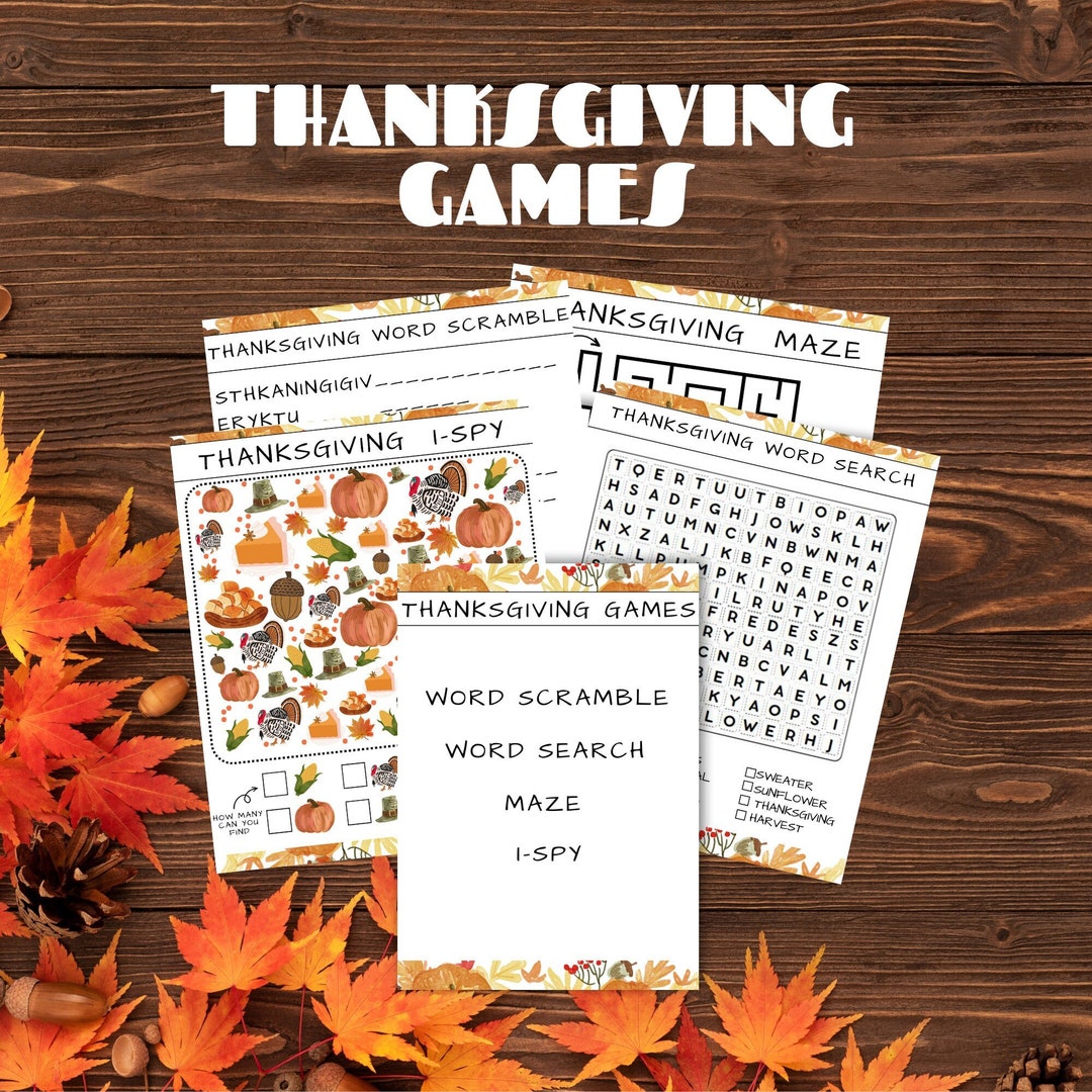 Thanksgiving Kid's Printable Games Word Search I-spy - Etsy