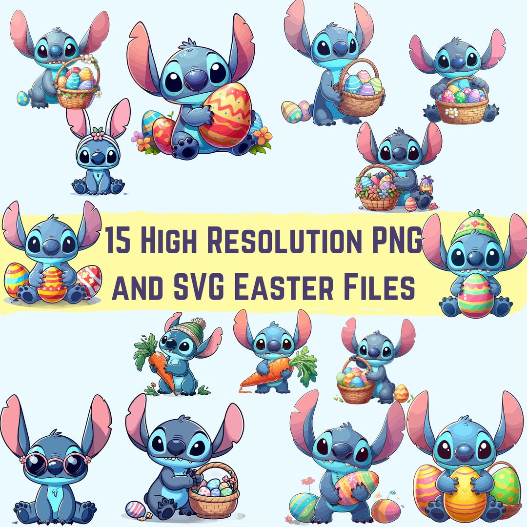 Lilo and Stitch Easter SVG Set | Stitch Easter Bundle | Stitch Family Png and Svg Bundle ...