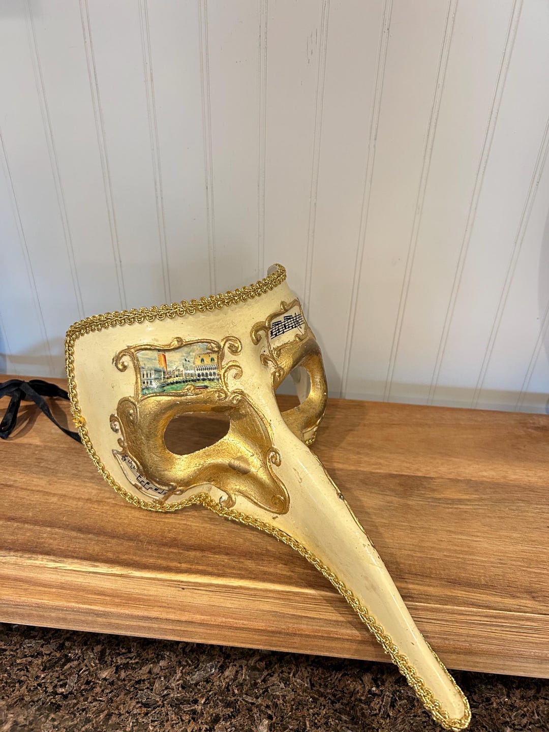 VTG VENETIAN Mardi Gras Mask Long Nose Masquerade Music Themed Unique ...