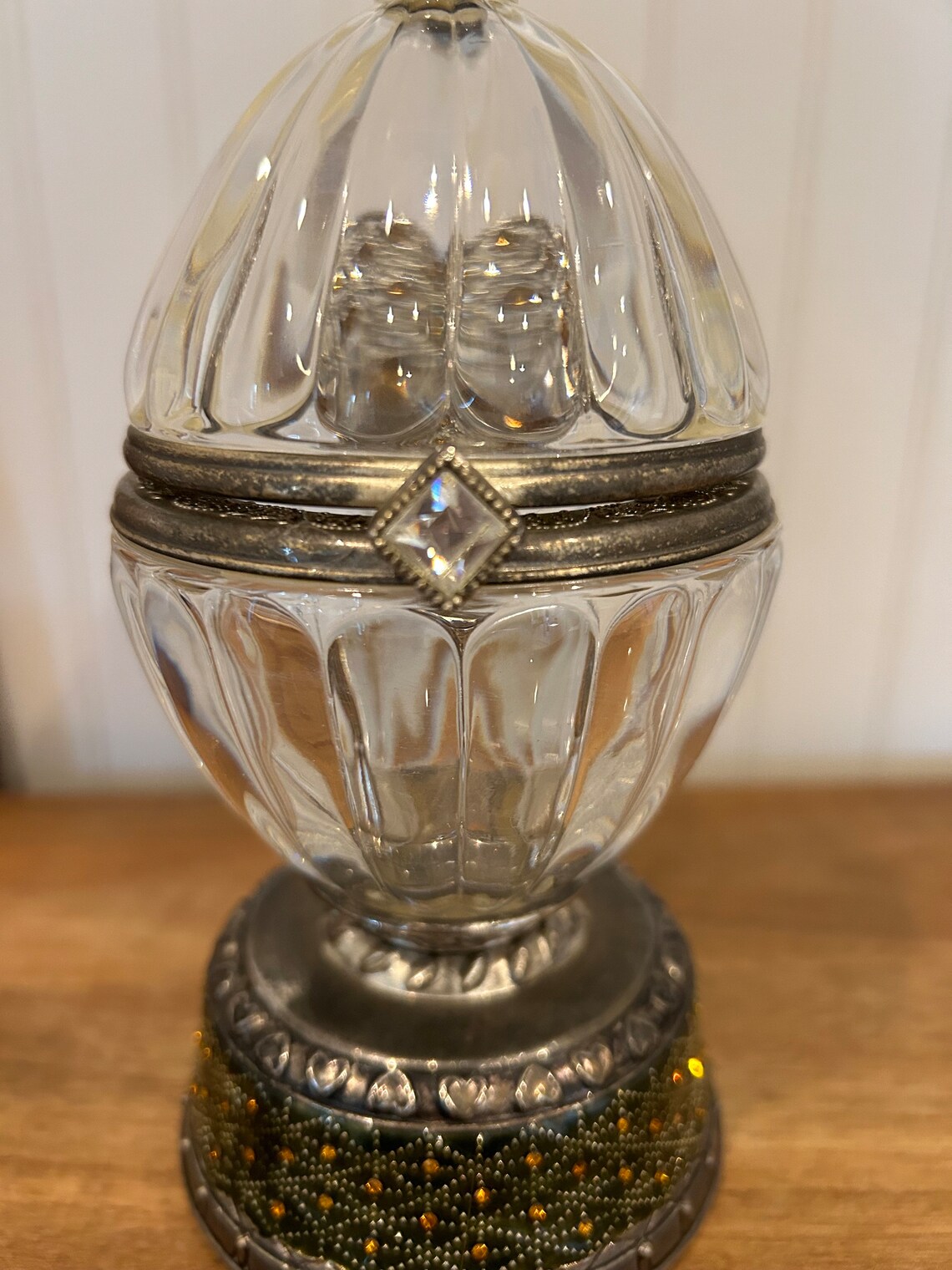 Vintage Heavy Glass Open Egg Music Box With Heart Wind up Unique - Etsy