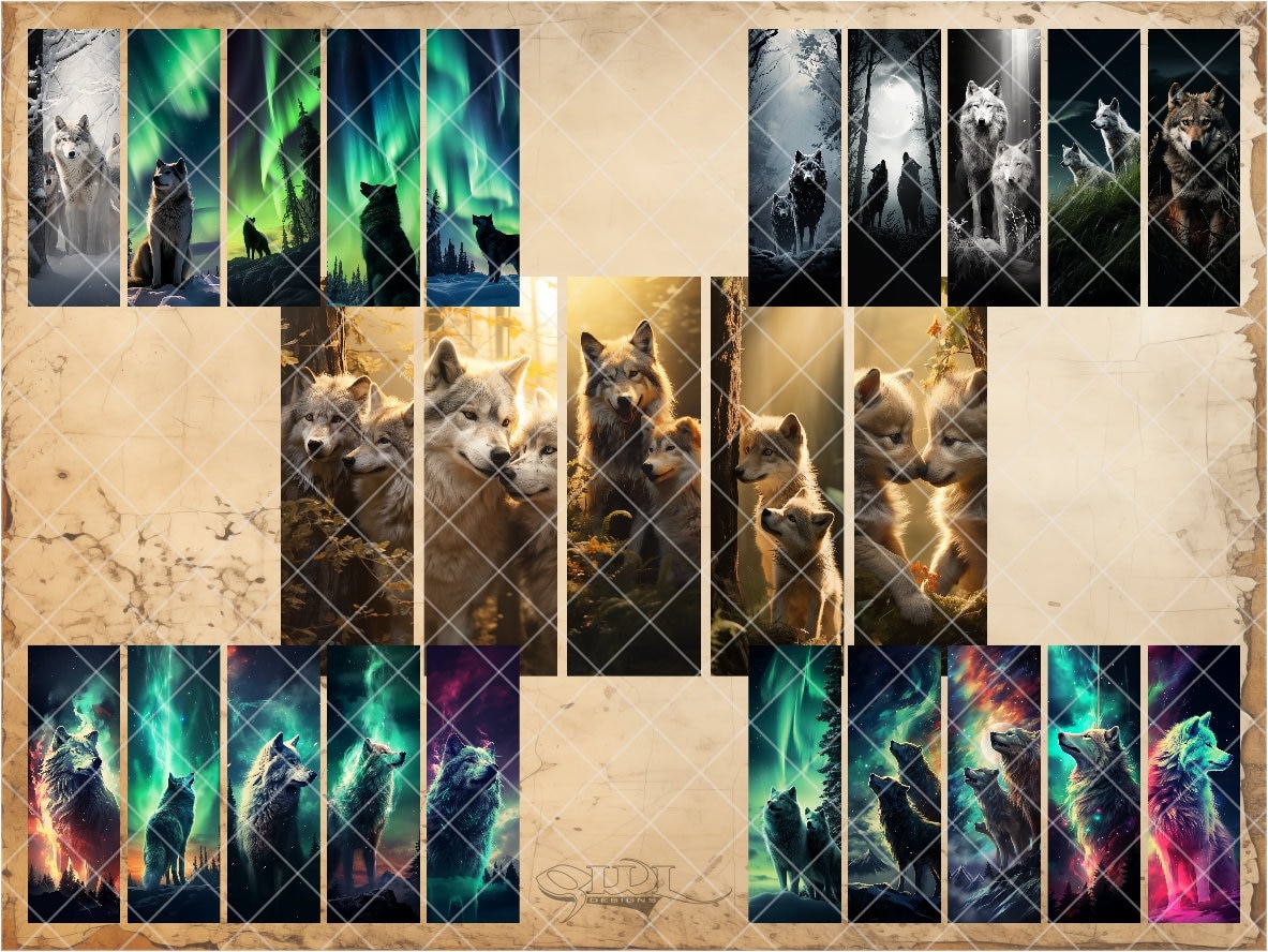 Wolf Lovers Printable Bookmark Bundle Set of 50, Wolves Sublimation ...