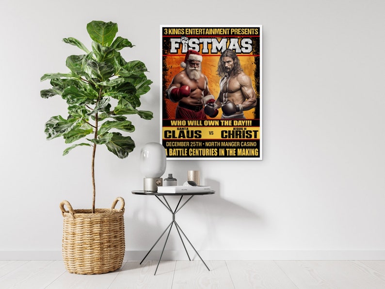 Jesus Christ V Santa Claus Boxing Poster PNG JPG Digital Instant ...