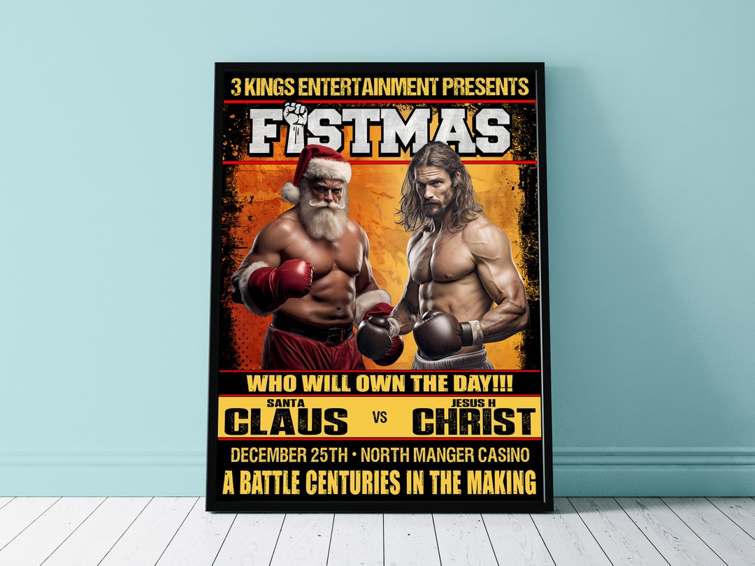 Jesus Christ V Santa Claus Boxing Poster PNG JPG Digital Instant ...