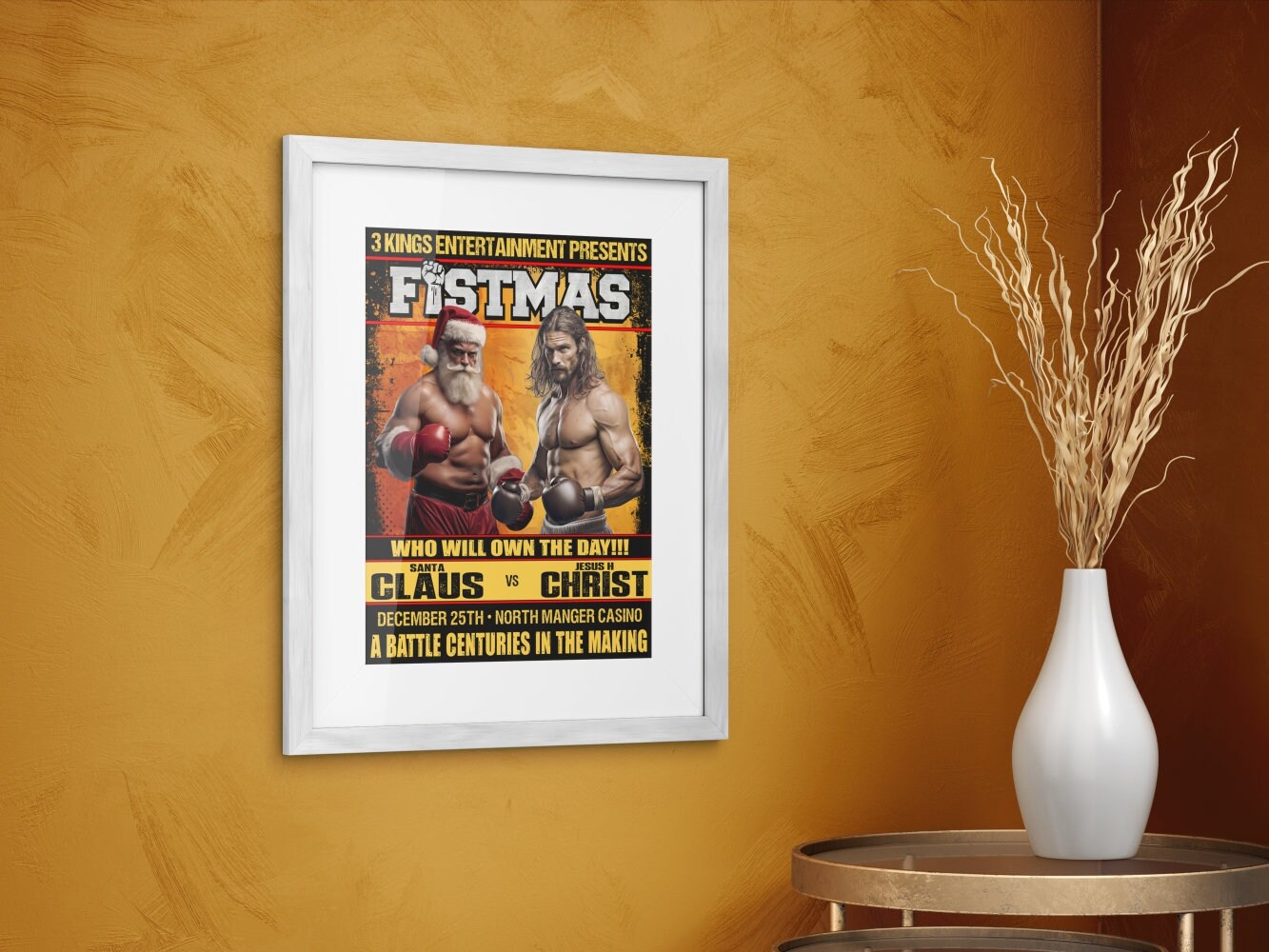 Jesus Christ V Santa Claus Boxing Poster PNG JPG Digital Instant ...