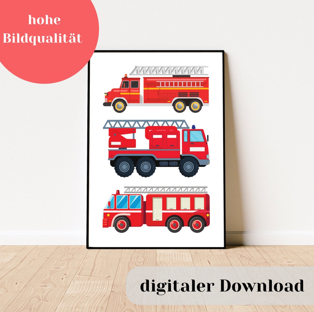 Fire Brigade Poster for the Children's Room, Wall Decoration Baby Room ...