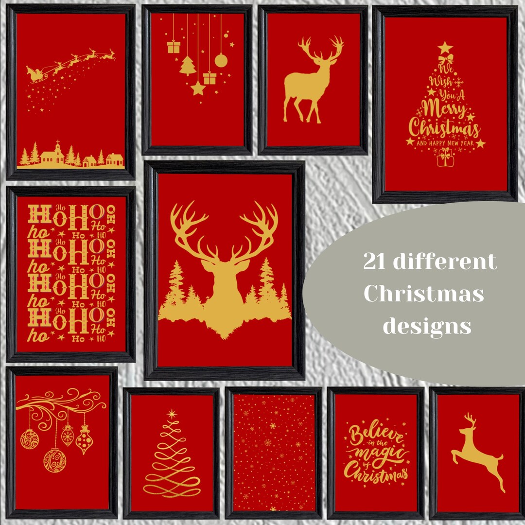 Christmas Poster Set, 21 Christmas Posters, Christmas Digital Download ...
