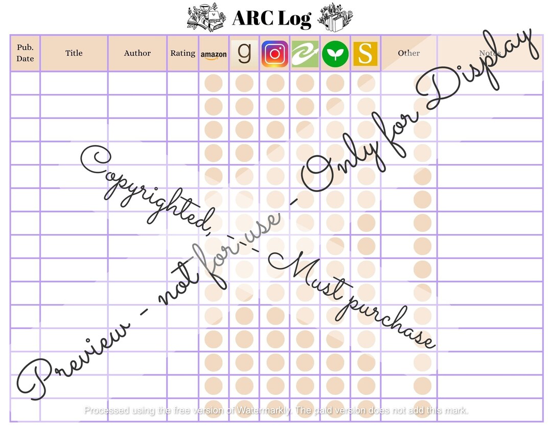 ARC Tracker - Book Reading and Review Log, Digital PDF and JPG Files ...