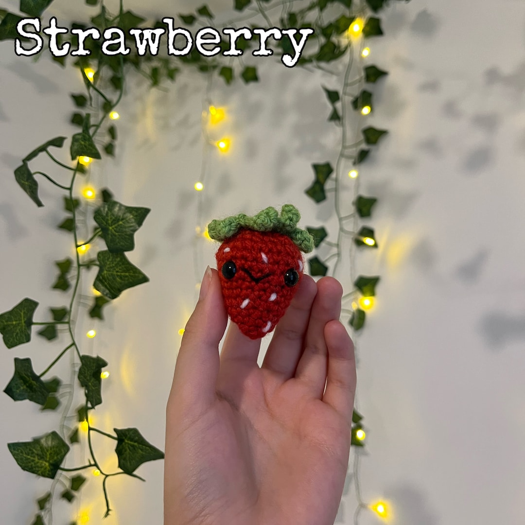 Cute Strawberry Handmade Fruity Crochet Plush Keyring Bag - Etsy