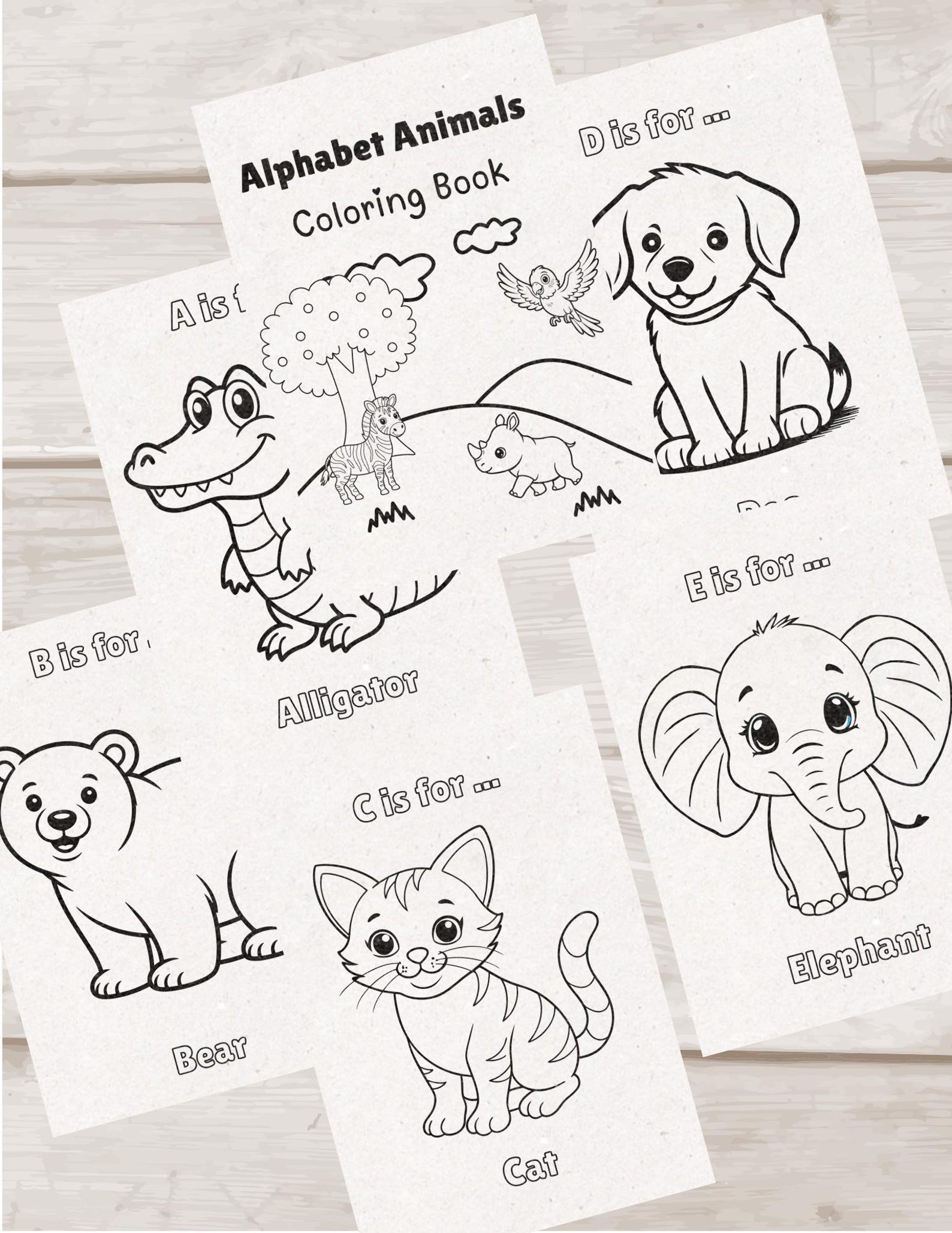 Alphabet Animals Coloring Book- Printable, Digital Download, Animals A ...