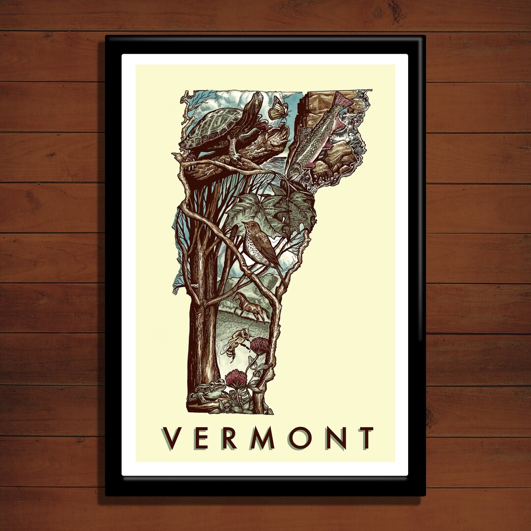 Vermont State Animal Poster, Vermont Animal Print, Vermont Wildlife ...