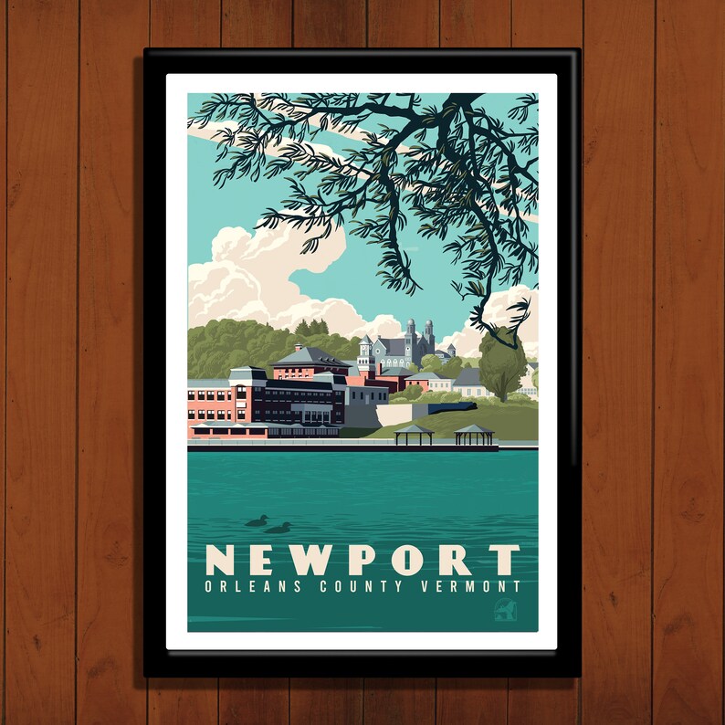 Newport Vermont Retro Travel Poster, Newport VT Travel Print, Newport ...