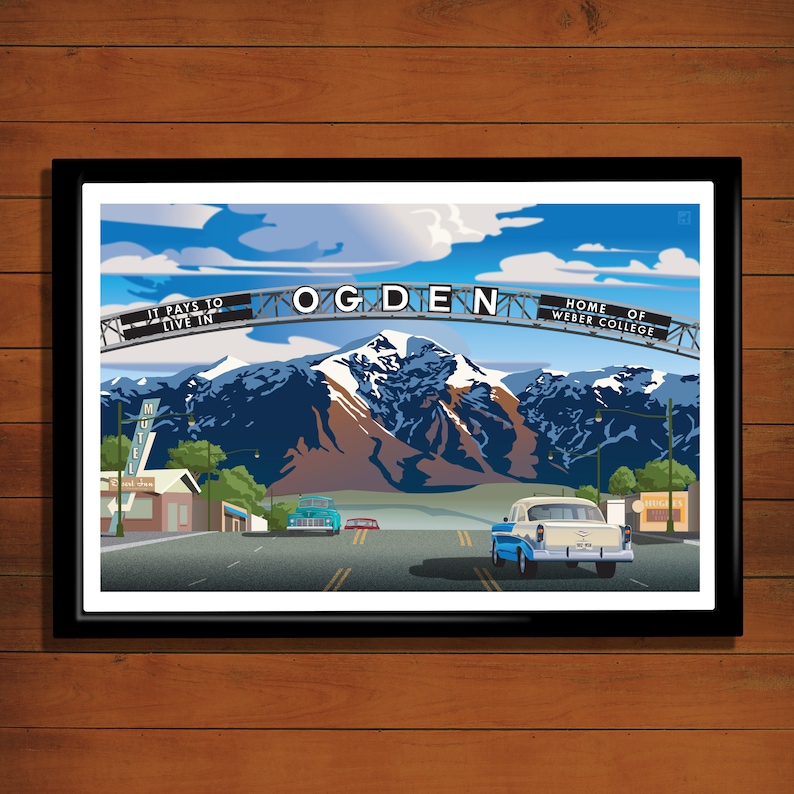 Ogden Welcome Sign Retro Travel Poster, Ogden Utah Travel Poster, Ogden ...