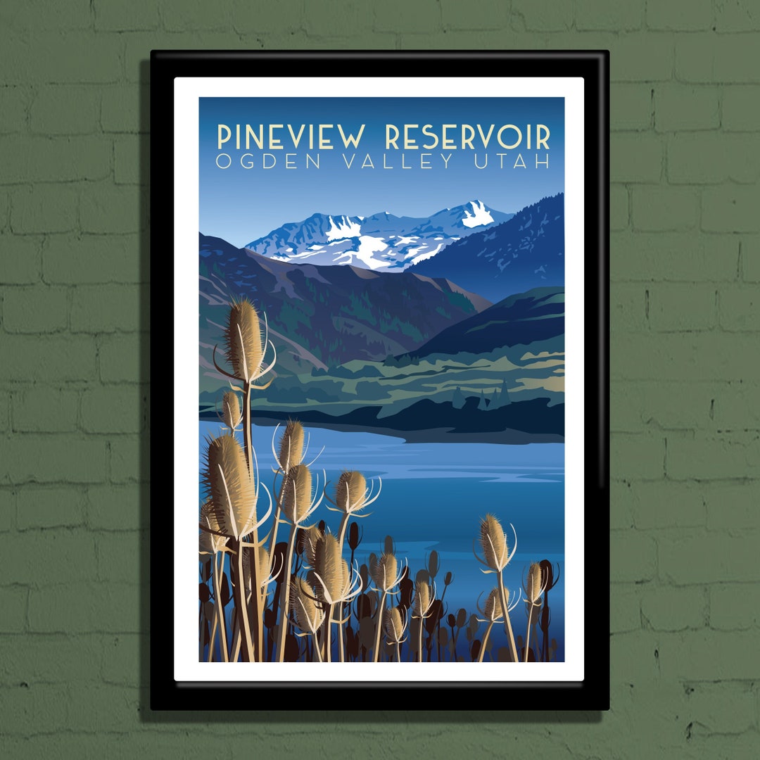 Pineview Reservoir Travel Poster, Ogden Retro Travel Poster, Ogden Utah ...