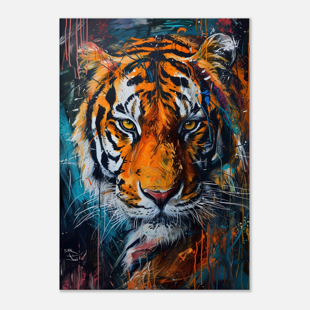 Colourful Tiger Canvas Print, Modern Wall Decoration, Abstract Art ...