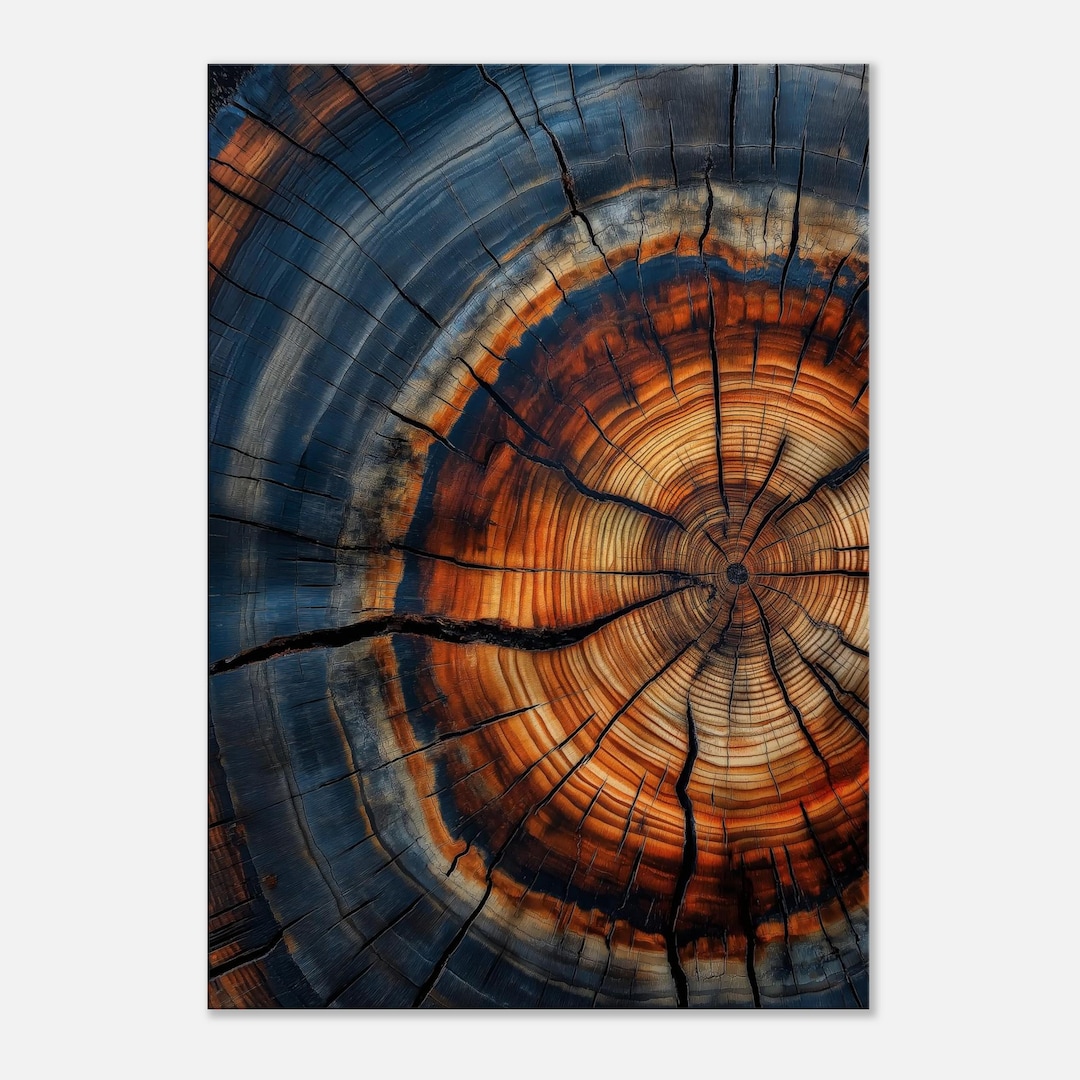 Tree Ring Art Printed on Canvas, Abstract Colourful Tree Ring Wall ...