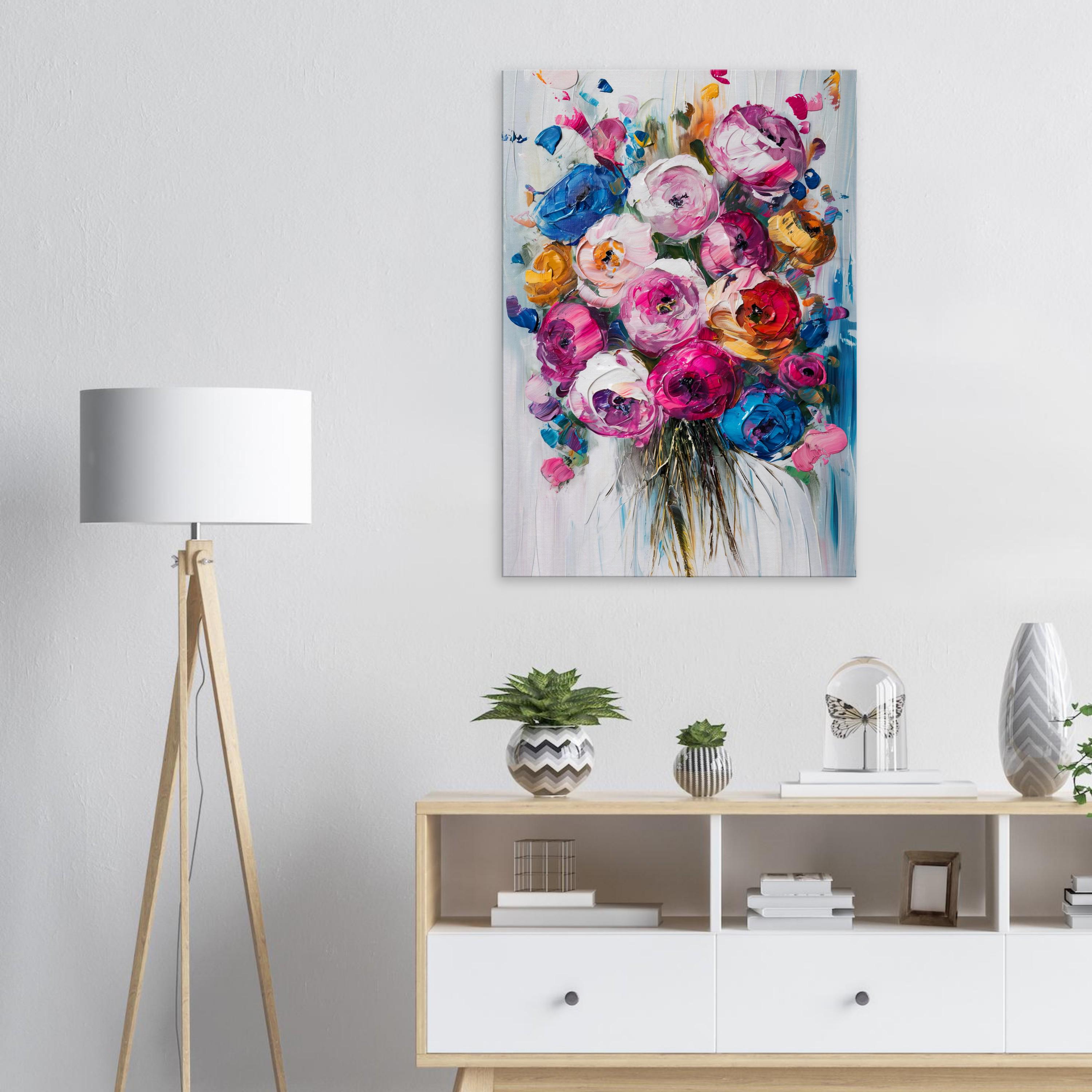 Abstract Flower Painting Printed on Canvas, Modern Wall Art, Wall ...