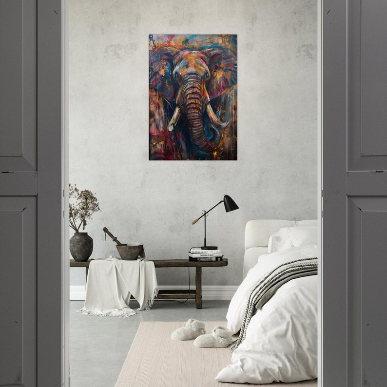 Graffiti Elefant gedruckt auf Leinwand, Pop-Art Wildtiere, Wanddeko, Wanddekoration Wohnzimmer ...