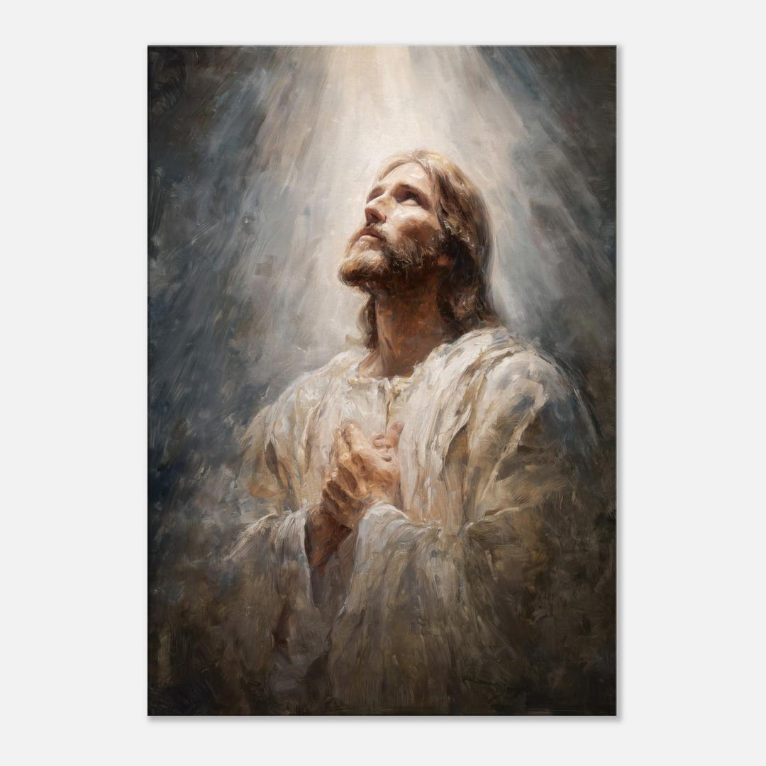 Jesus Praying Canvas, Abstract Christian Art Prints Landscape, Abstract ...