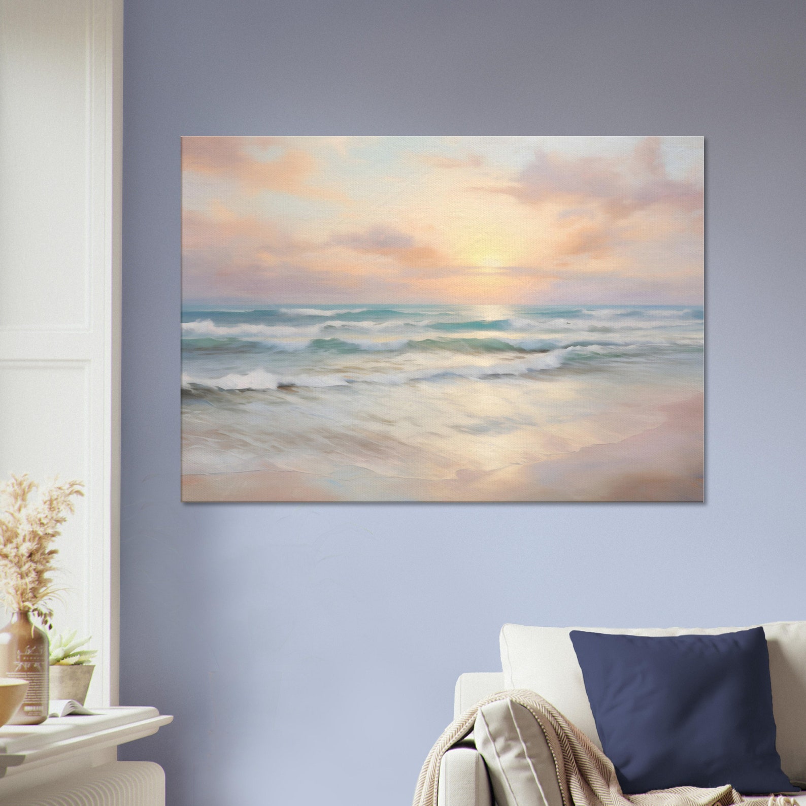 Calming Beach Landscape at Sunset Printed on Canvas, Maritime Wall ...