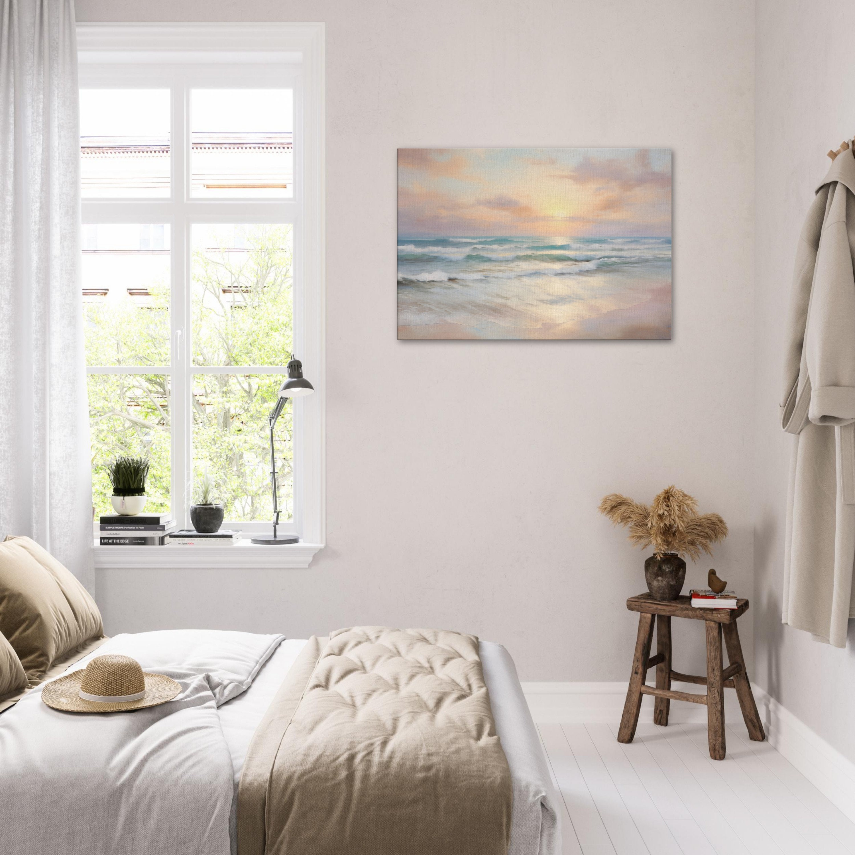 Calming Beach Landscape at Sunset Printed on Canvas, Maritime Wall ...