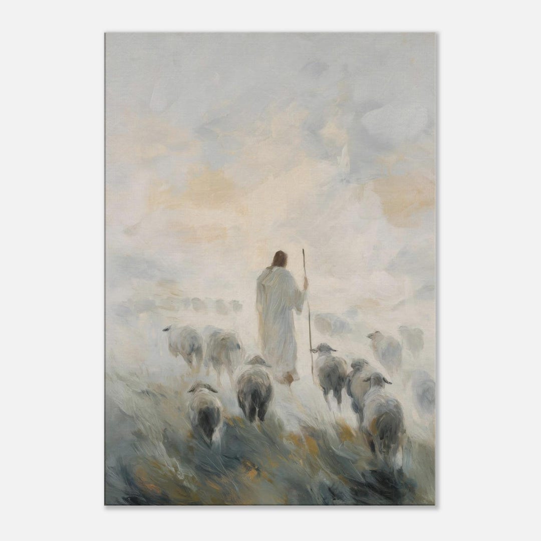 Jesus Shepherd Canvas – Christian Canvas With Christ and Sheep ...