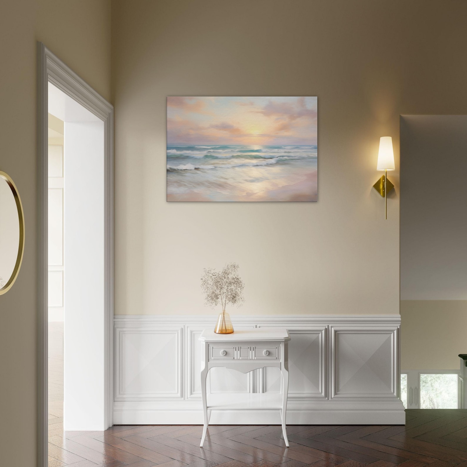 Calming Beach Landscape at Sunset Printed on Canvas, Maritime Wall ...