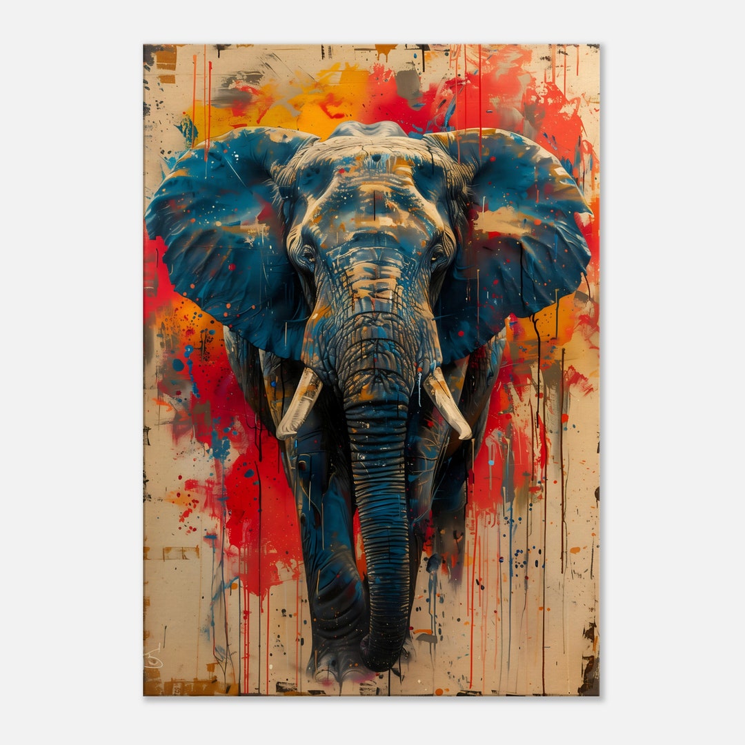 Elefant Pop Art gedruckt auf Leinwand, Bunte Afrika Wandkunst Tierkunst Malerei Graffiti ...