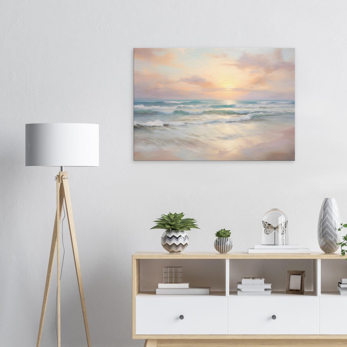 Calming Beach Landscape at Sunset Printed on Canvas, Maritime Wall ...