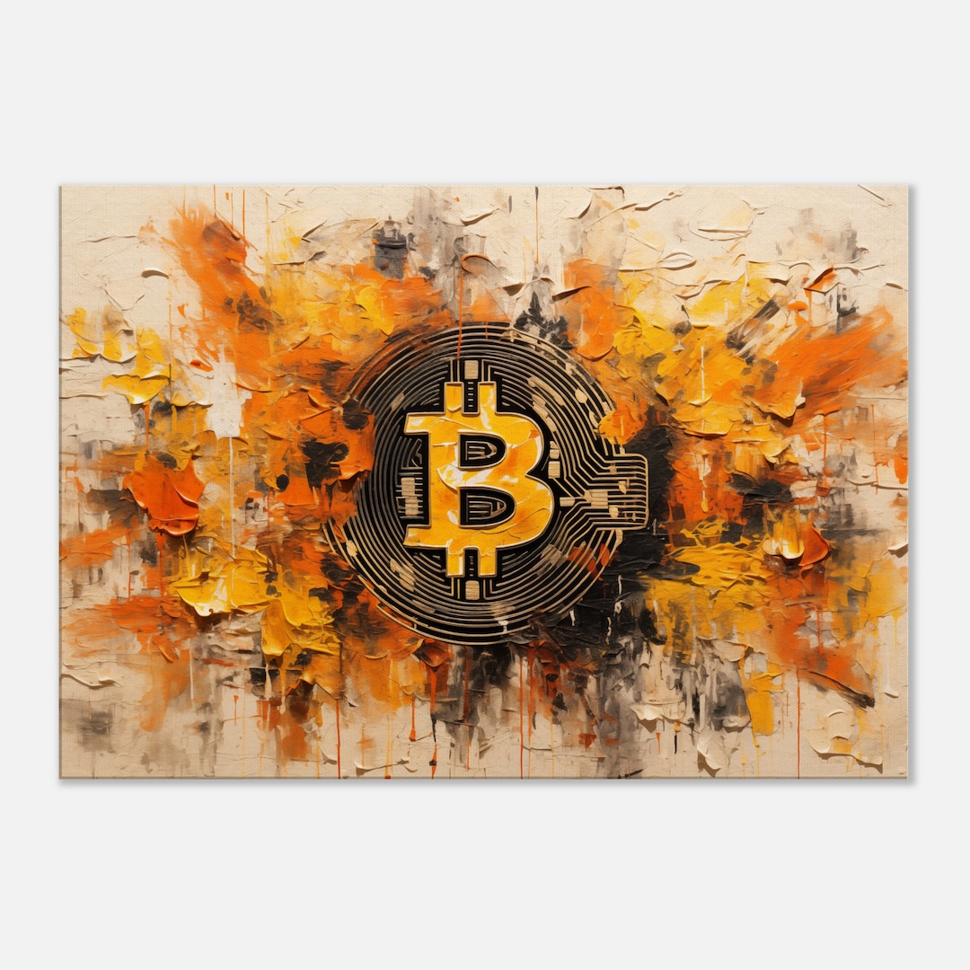 Bitcoin Printed on Canvas Crypto Painting Blockchain Wall Decoration ...