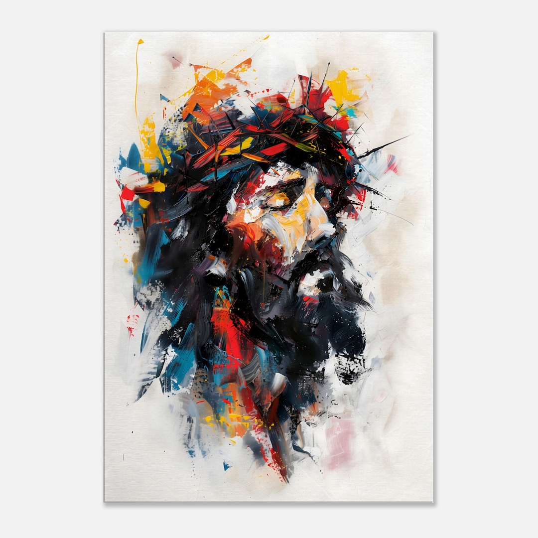 Abstract Art Jesus Printed on Canvas, Christian Art, Abstract Religious ...