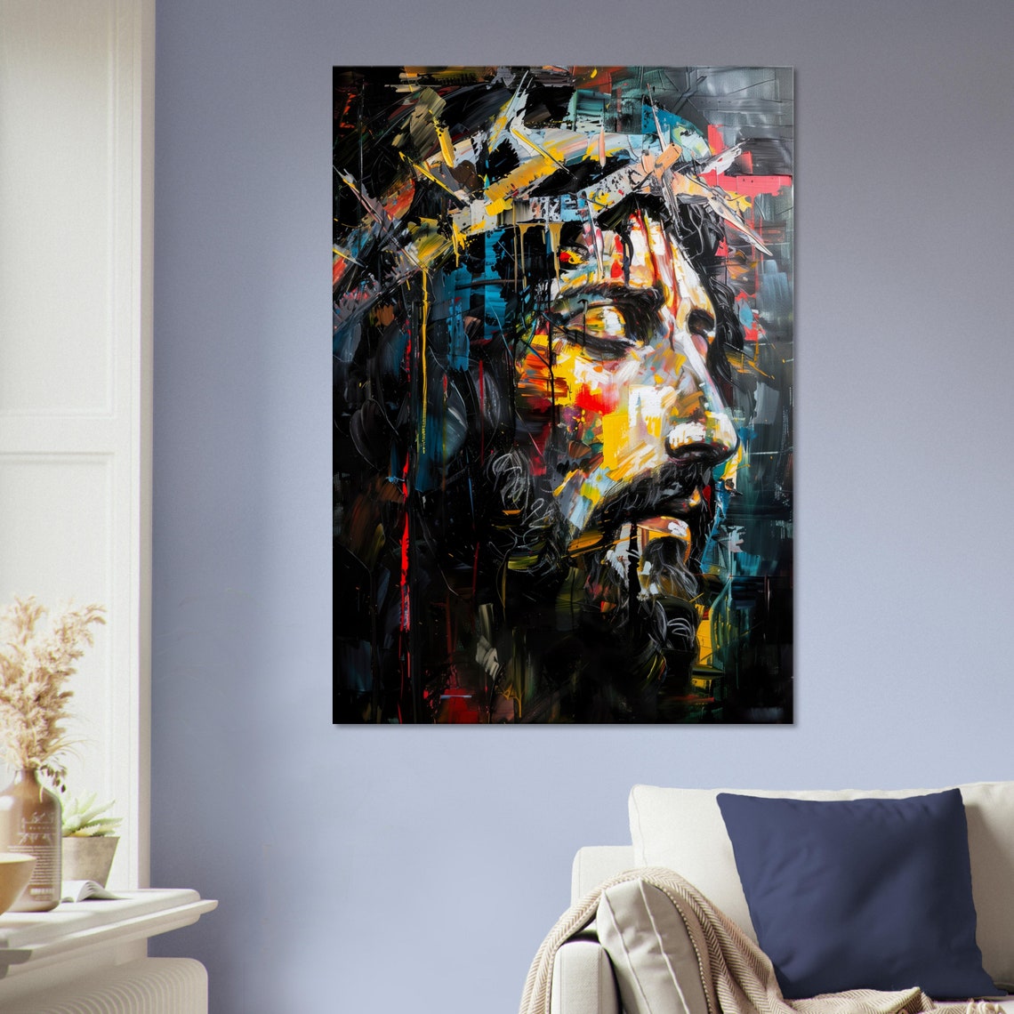 Modern Artwork of Jesus Christ Printed on Canvas, Abstract Art ...